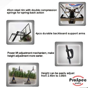 PROSPEC PS24 Basketball Hoop System with Counterweight PE Base and ...