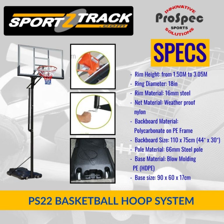 PROSPEC PS22 Basketball Stand Polycarbonate Board with Adult Crank ...