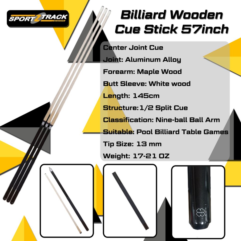 Billiard Wooden Cue Stick 57inch Center Joint Pool Cue 1/2-PC Sticks ...